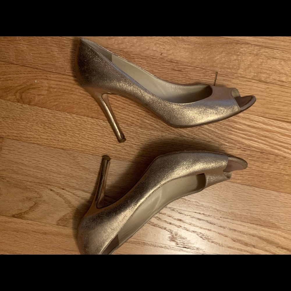 Studio Pollini Gold Peep Toe Pumps - Gem